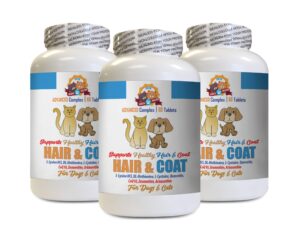 dog skin treatment - pets hair and coat boost - for dogs and cats - supports healthy skin hair nails - dog vitamin b12-3 bottles (180 tablets)