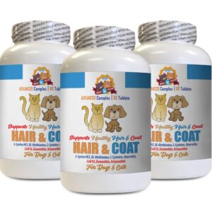 Dog Skin Treatment - Pets Hair and Coat Boost - for Dogs and Cats - Supports Healthy Skin Hair Nails - Dog Vitamin b12-3 Bottles (180 Tablets)