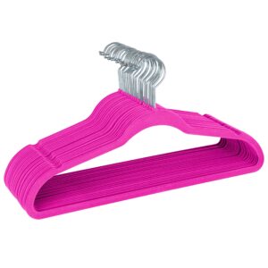 simplify 100 pack slim velvet suit hangers in fuchsia, fuschia