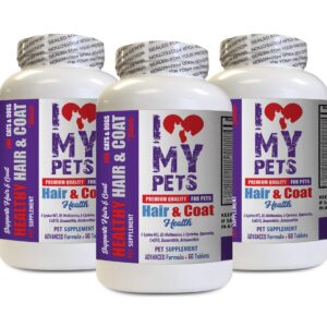 I LOVE MY PETS LLC Dry Skin cat Skin Care - PET Healthy Hair and Coat - for Dogs and Cats - Premium Formula - cat Vitamin b Supplement - 3 Bottles (180 Treats)