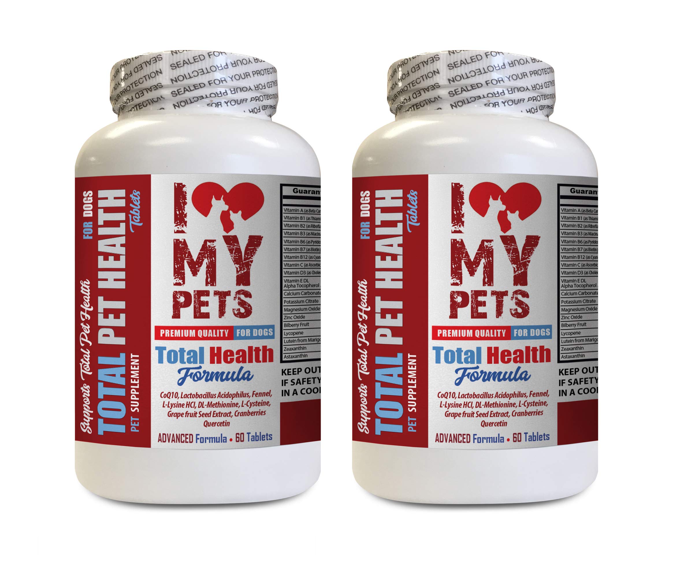 I LOVE MY PETS LLC Dog Healthy Coat Vitamins - Dog Total PET Health - Premium Formula - Best Complex - Dog Healthy Skin - 2 Bottles (120 Treats)