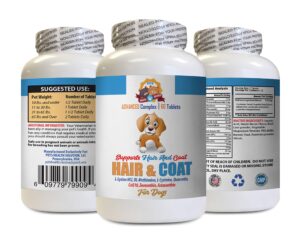 dog healthy coat vitamins - dog hair and coat health - skin itch relief - nail health - dog vitamins coat - 1 bottle (60 tablets)