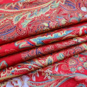 Softta Boho Bedding California King 3 Pcs Paisley Damask Pattern Bohemian Duvet Covers Quality red and Gold 100% Egyptian Cotton 1000 Thread Count Super Soft