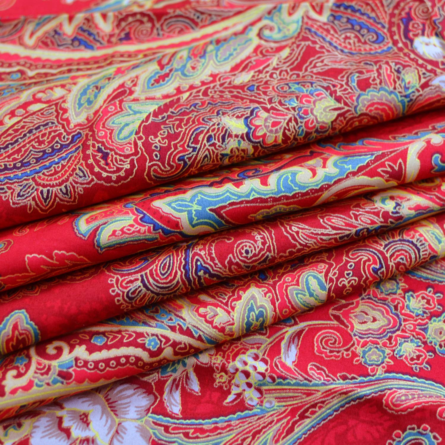 Softta Boho Bedding California King 3 Pcs Paisley Damask Pattern Bohemian Duvet Covers Quality red and Gold 100% Egyptian Cotton 1000 Thread Count Super Soft