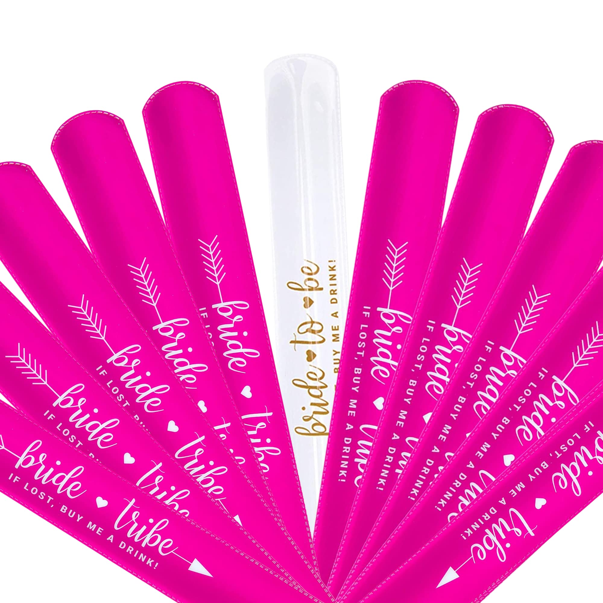 Pop Fizz Designs Bachelorette Slap Bracelets | Bachelorette Party Favors | Bride Tribe Gifts (Pink)