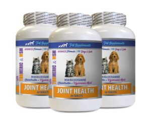 dog joint and hip supplement senior - pets turmeric joint health - for dogs and cats - advanced complex - chondroitin for dogs - 3 bottles (180 tablets)