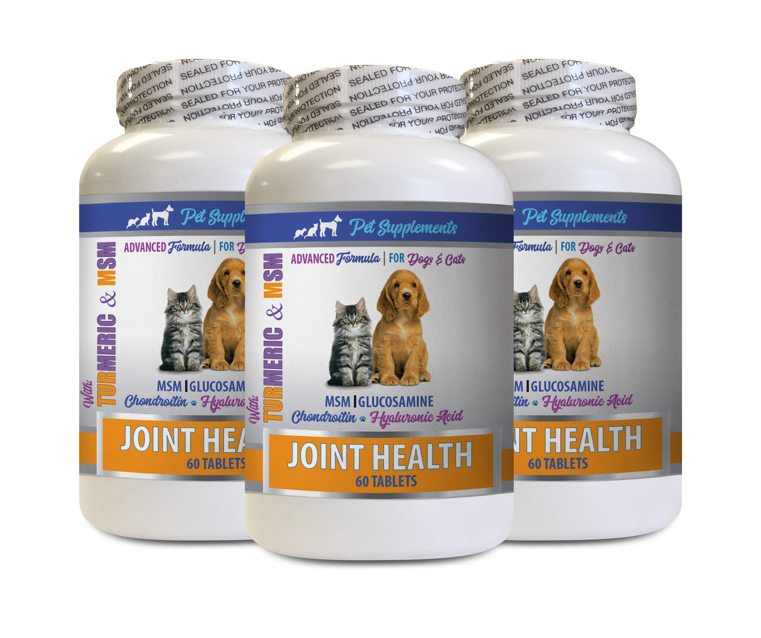 Dog Joint and Hip Supplement Senior - Pets Turmeric Joint Health - for Dogs and Cats - Advanced Complex - chondroitin for Dogs - 3 Bottles (180 Tablets)