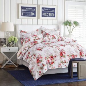 candid bedding duvet cover twin size - 5 piece ultra soft washed floral duvet cover comforter cover with zipper closure (1 duvet cover + 4 pillow shams)