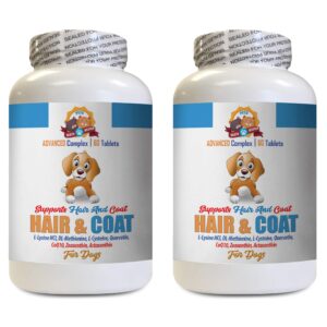 Dog Healthy Coat Supplement - Dog Hair and Coat Health - Skin Itch Relief - Nail Health - Dog Mineral Supplement - 2 Bottles (120 Tablets)