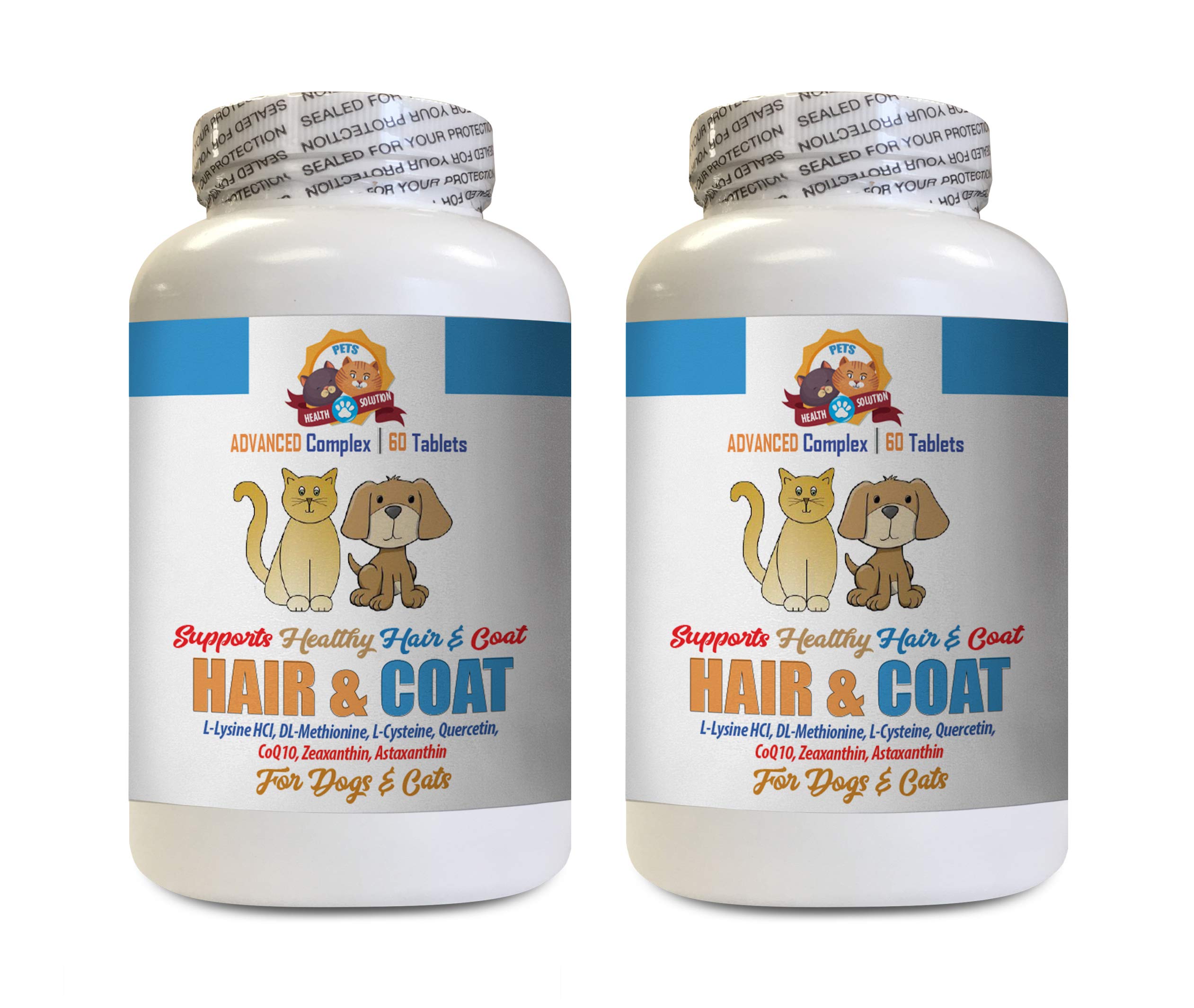 cat Dry Skin Relief - Pets Hair and Coat Boost - for Dogs and Cats - Supports Healthy Skin Hair Nails - cat Vitamin c - 2 Bottles (120 Tablets)