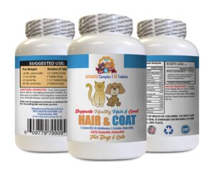 cat skin and coat treat - pets hair and coat boost - for dogs and cats - supports healthy skin hair nails - vitamin supplement for cats - 1 bottle (60 tablets)