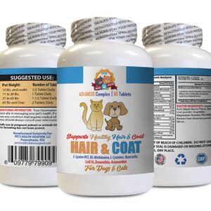 Dog Healthy Coat Supplement - Pets Hair and Coat Boost - for Dogs and Cats - Supports Healthy Skin Hair Nails - quercetin for Pets - 1 Bottle (60 Tablets)