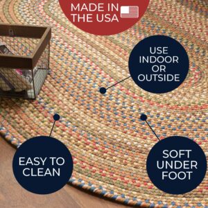 Super Area Rugs Roxbury American Made Braided Rug for Indoor Outdoor Spaces, Straw Beige/Natural Multi, 2' X 3' Oval