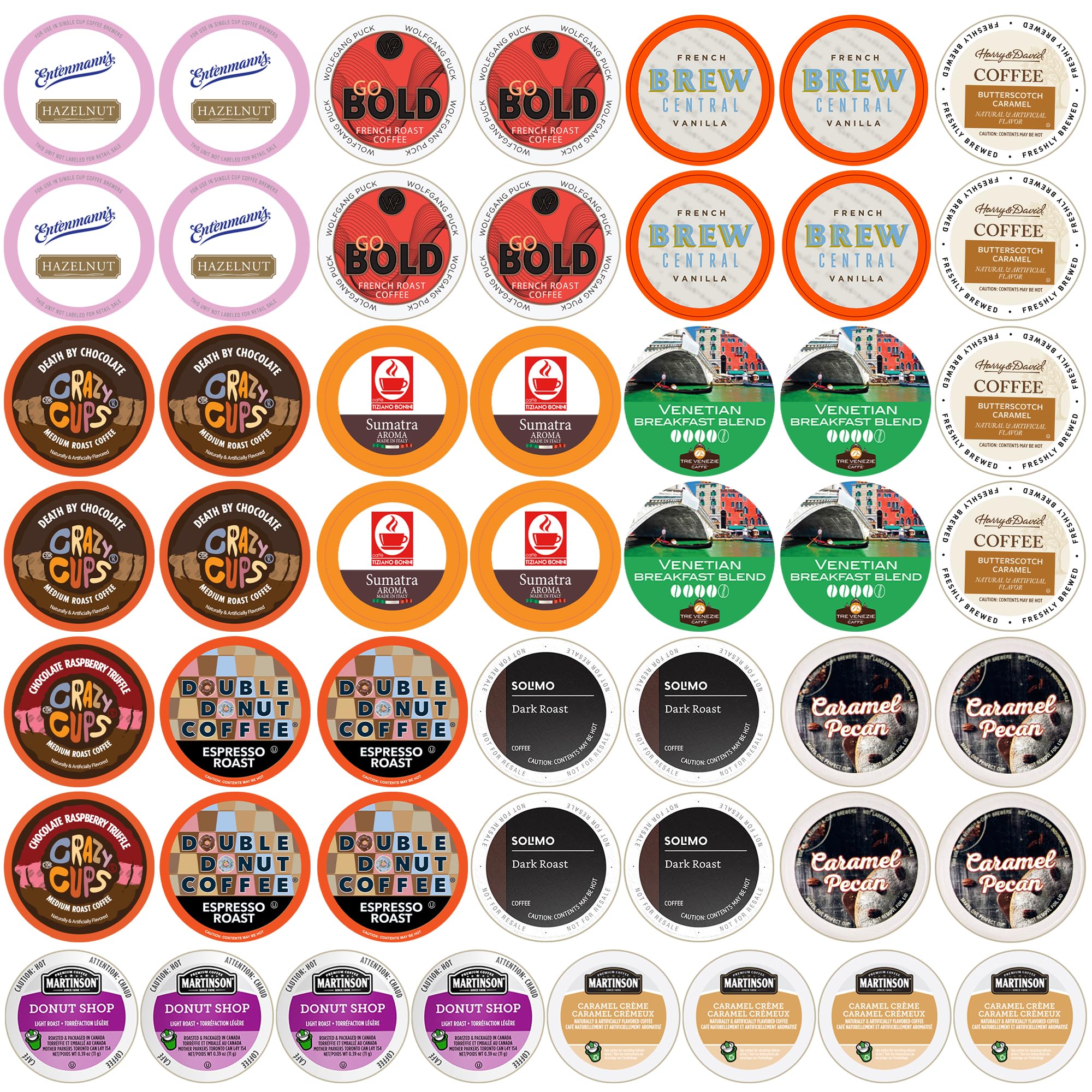 Crazy Cups Coffee Pods Variety Pack, Including Flavored Coffee Pods, Dark Roast, Medium Roast Coffee Pods, Single Serve Coffee for Keurig K Cups Machines, Perfect Coffee Gift Set, 50 Count