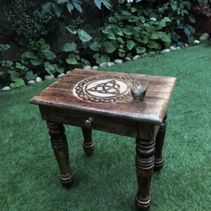 SAVON Wooden Side end Table Square Art Deco Carved