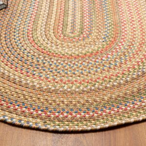 Super Area Rugs Roxbury American Made Braided Rug for Indoor Outdoor Spaces, Straw Beige/Natural Multi, 2' X 3' Oval