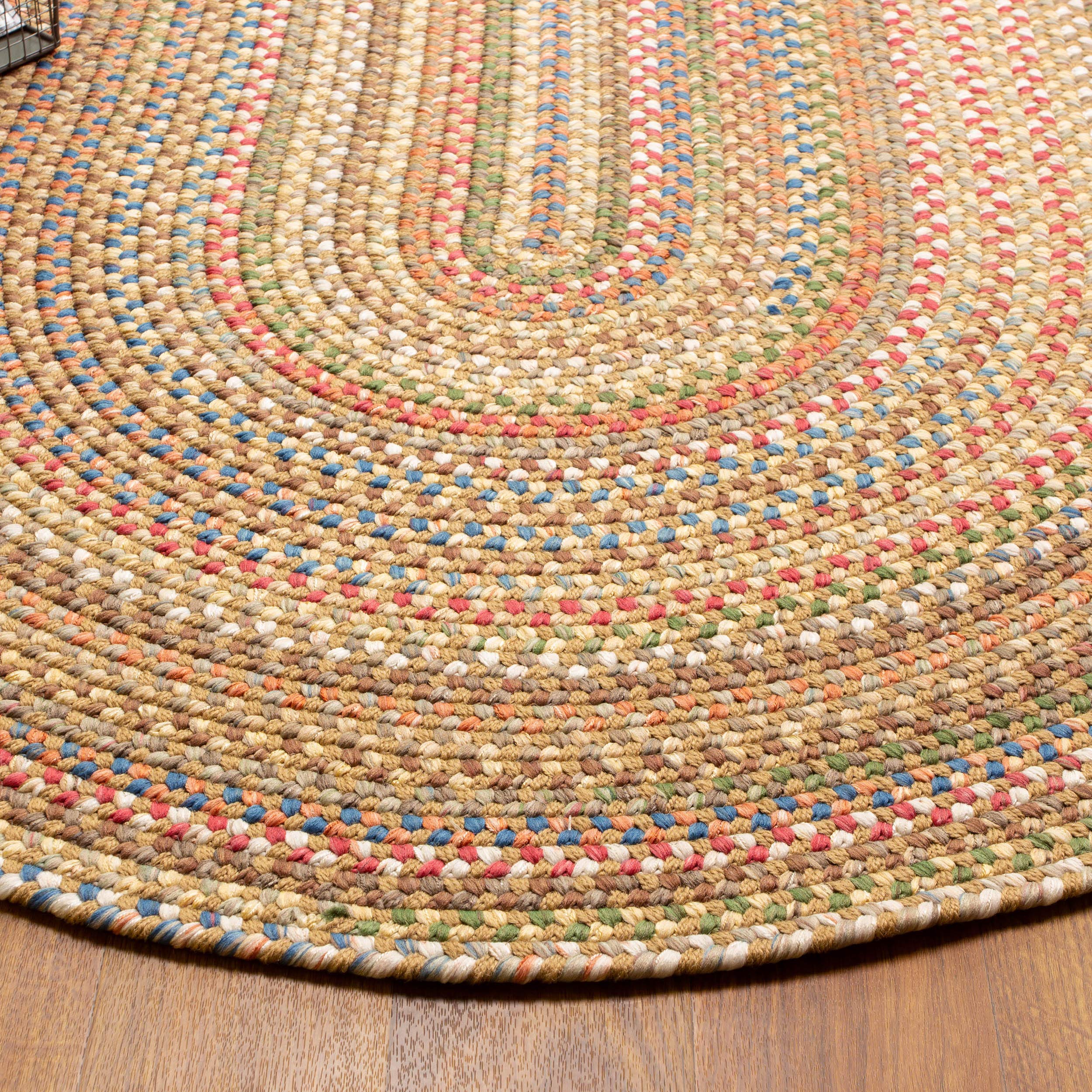 Super Area Rugs Roxbury American Made Braided Rug for Indoor Outdoor Spaces, Straw Beige/Natural Multi, 2' X 3' Oval