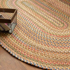 super area rugs roxbury american made braided rug for indoor outdoor spaces, straw beige/natural multi, 2' x 3' oval