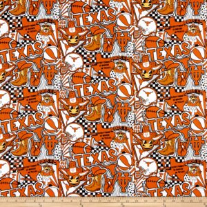 ncaa texas longhorns pop art cotton, fabric by the yard