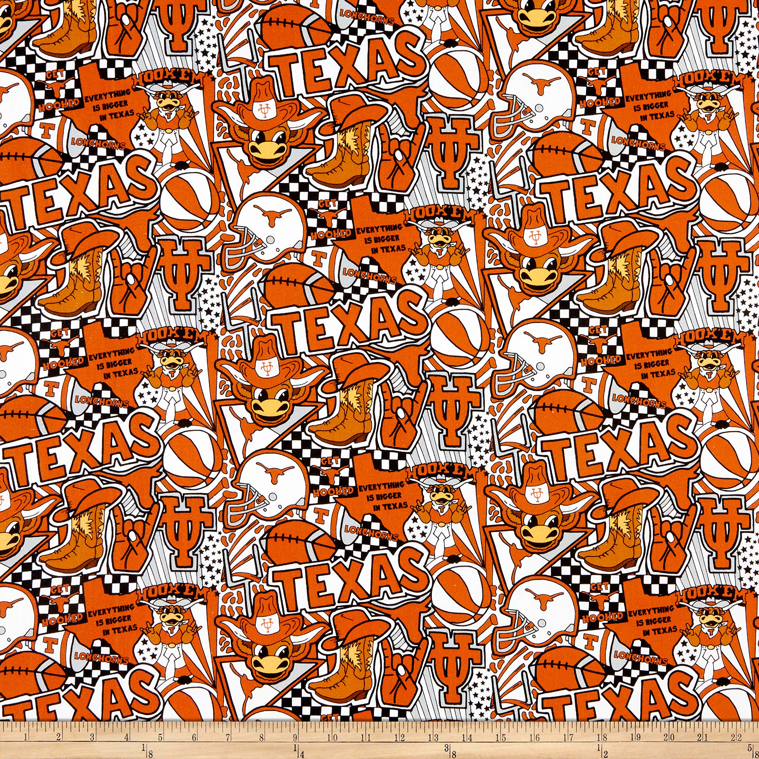 NCAA Texas Longhorns Pop Art Cotton, Fabric by the Yard