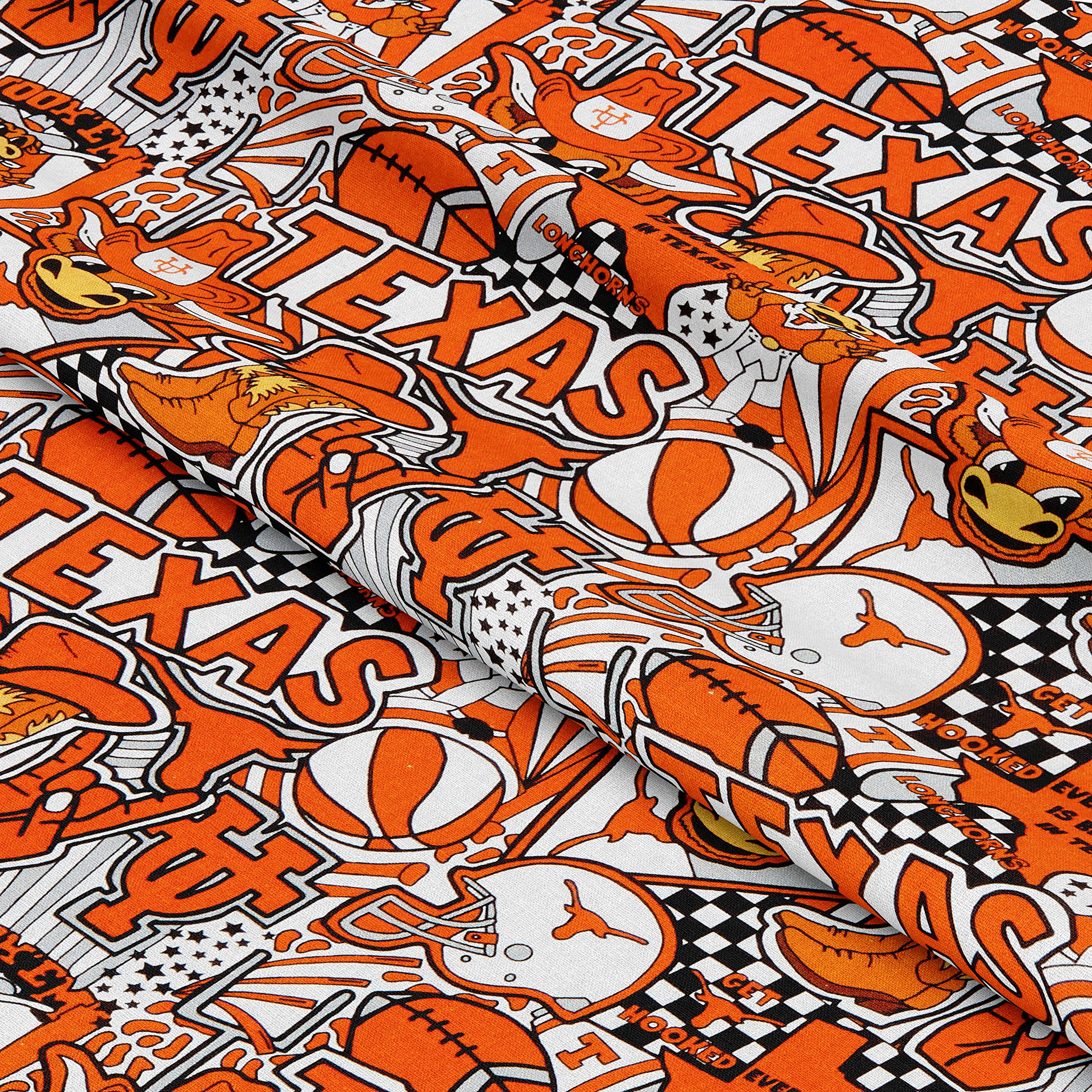 NCAA Texas Longhorns Pop Art Cotton, Fabric by the Yard