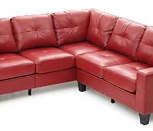 Glory Furniture Newbury KD Sectional, Red. Living Room Furniture, 35" H x 82" W x 32" D