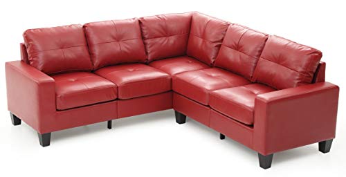 Glory Furniture Newbury KD Sectional, Red. Living Room Furniture, 35" H x 82" W x 32" D