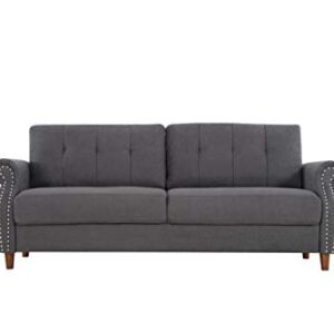 Container Furniture Direct Briscoe Ultra Modern Upholstered Button Tufted Back Living Room Loveseat, 79.53" Grey