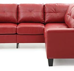 Glory Furniture Newbury KD Sectional, Red. Living Room Furniture, 35" H x 82" W x 32" D