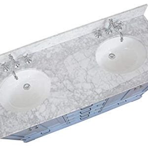 Kitchen Bath Collection Harper 60-inch Double Bathroom Vanity (Carrara/Powder Blue): Includes Powder Blue Cabinet with Authentic Italian Carrara Marble Countertop and White Ceramic Sinks