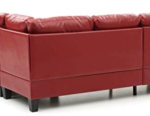 Glory Furniture Newbury KD Sectional, Red. Living Room Furniture, 35" H x 82" W x 32" D