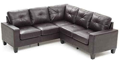 Glory Furniture Newbury KD Sectional, Dark Brown. Living Room Furniture 35" H x 82" W x 32" D