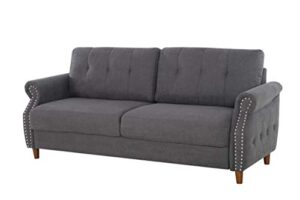 container furniture direct briscoe ultra modern upholstered button tufted back living room loveseat, 79.53" grey