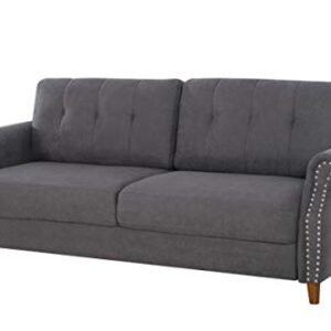 Container Furniture Direct Briscoe Ultra Modern Upholstered Button Tufted Back Living Room Loveseat, 79.53" Grey