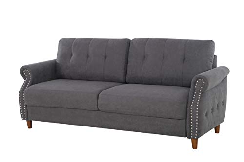 Container Furniture Direct Briscoe Ultra Modern Upholstered Button Tufted Back Living Room Loveseat, 79.53" Grey