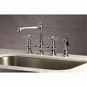 Kingston Brass KS7276AXBS English Country Bridge Kitchen Faucet, Polished Nickel, 8.31 x 8 x 6.88