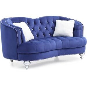 Glory Furniture Jewel Velvet Loveseat in Blue