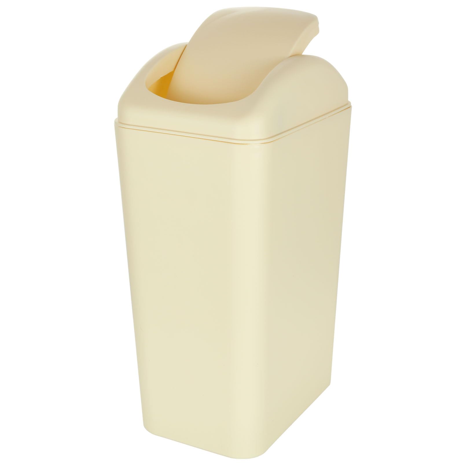 CBTONE 12 Liter / 3 Gallon Plastic Trash Can with Lid, Small Garbage Can Waste Can for Office, Bathroom, Bedroom - Cream-Coloured