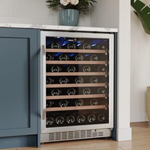 EdgeStar CWR532SZ 24 Inch Wide 53 Bottle Built-In Single Zone Wine Cooler with Reversible Door and LED Lighting - Stainless Steel