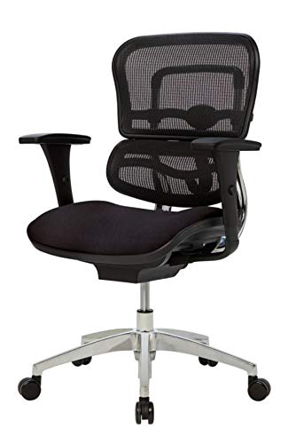 WorkPro 12000 Series Ergonomic Mesh/Premium Fabric Mid-Back Chair, Black/Black