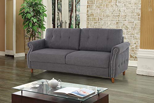 Container Furniture Direct Briscoe Ultra Modern Upholstered Button Tufted Back Living Room Loveseat, 79.53" Grey