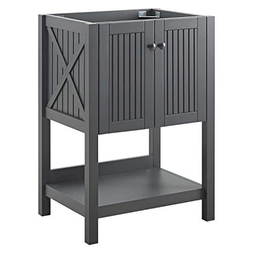 Modway Steam Soft-Close Doors Modern Wood Bathroom Vanity Cabinet in Gray