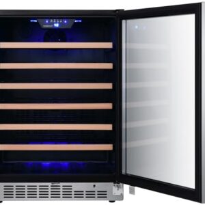 EdgeStar CWR532SZ 24 Inch Wide 53 Bottle Built-In Single Zone Wine Cooler with Reversible Door and LED Lighting - Stainless Steel