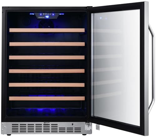 EdgeStar CWR532SZ 24 Inch Wide 53 Bottle Built-In Single Zone Wine Cooler with Reversible Door and LED Lighting - Stainless Steel