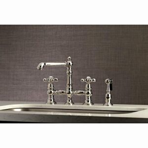 Kingston Brass KS7276AXBS English Country Bridge Kitchen Faucet, Polished Nickel, 8.31 x 8 x 6.88