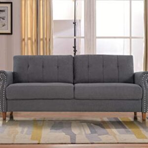 Container Furniture Direct Briscoe Ultra Modern Upholstered Button Tufted Back Living Room Loveseat, 79.53" Grey