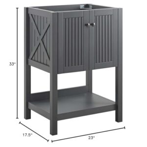 Modway Steam Soft-Close Doors Modern Wood Bathroom Vanity Cabinet in Gray