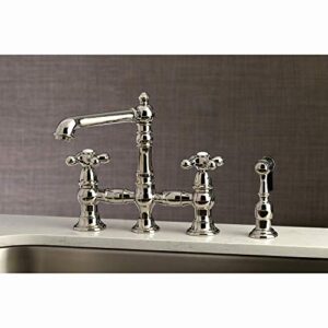 Kingston Brass KS7276AXBS English Country Bridge Kitchen Faucet, Polished Nickel, 8.31 x 8 x 6.88