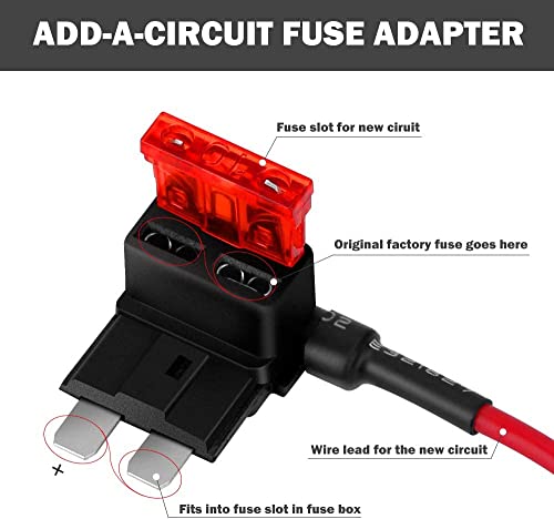 Gebildet Dash Cam Hardwire Kit Mini USB,10ft 12V-24V to 5V Low Voltage Protection ACN/ACS/ACU Add a Circuit Fuse Holders (Right Angle Mini USB+Fuse kit)