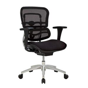 workpro 12000 series ergonomic mesh/premium fabric mid-back chair, black/black